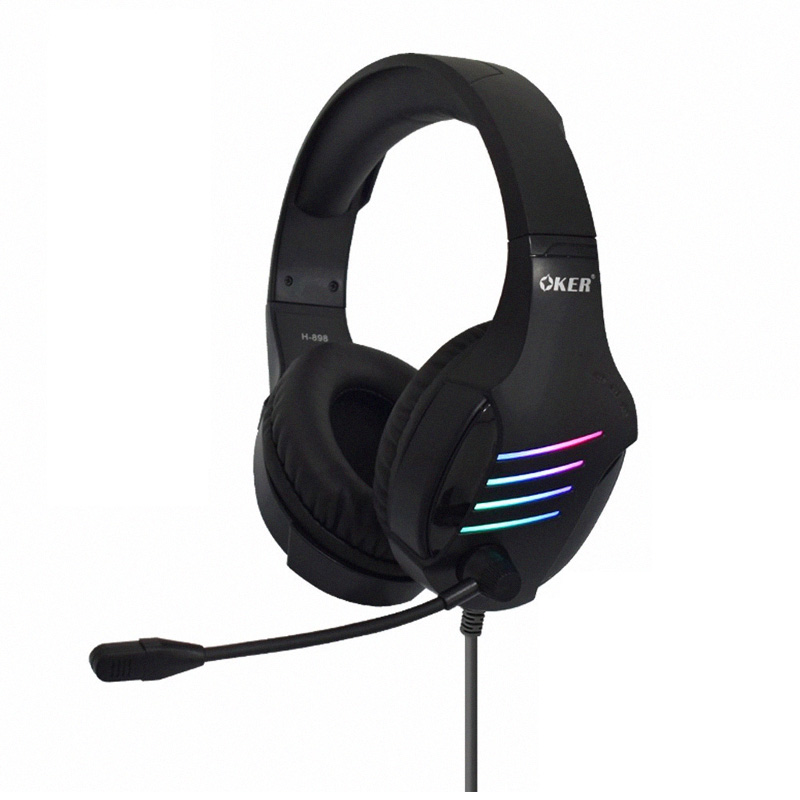 Oker Game Stereo Illuminated Headphone H-898 (Dual 3.5 + USB Plug) – Click Computers